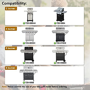 Grill Replacement Parts for Nexgrill 5 Burner 720-0888, 720-0888N, Nexgrill 4 Burner 720-0830H, Members Mark 720-0882D, Porcelain Steel Heat Plate Shields and Burner Tubes Replacement Kit.(5-Pack)