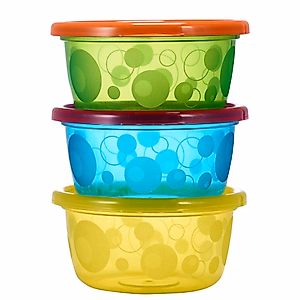 TOMY Take & Toss Toddler Bowls with Lids - 8oz, 6 pack, Colors May Vary (Y1032)