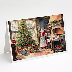 Caroline's Treasures DAC3306GCA7P Cookies with Santa Claus Greeting Cards Pack of 8 Blank Cards with Envelopes Whimsical A7 Size 5x7 Blank Note Cards