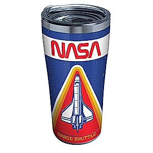 Tervis Triple Walled NASA Insulated Tumbler Cup Keeps Drinks Cold & Hot, 20oz - Stainless Steel, Retro Badge