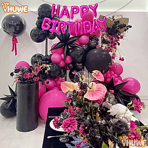 16 Inch Happy Birthday Balloon, Hot Pink Happy Birthday Balloons Banner Aluminum Foil Letters Balloons for Birthday Party Decorations Supplies