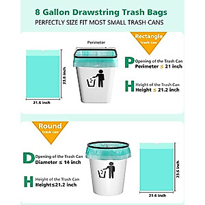 Biodegradable Trash Bags 8 Gallon Trash Bags Drawstring, AYOTEE 75 Counts Medium Trash Bags 8 Gallon Garbage Bags, Unscented 30 Liter Trash Bags Waste Basket Liners for Kitchen Bathroom Office