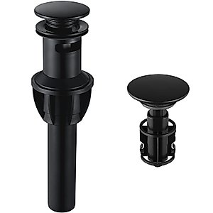 Bathroom Sink Drain, Pop Up Drain Stopper with Overflow, Lavatory Vanity Vessel Sink Drain Assembly, Matte Black