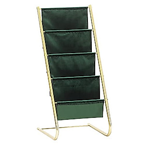 Storage Newspaper Baskets Wrought Iron Green Magazine Rack Velvet Arrangement Rack Floor Display Rack Thick Metal Material 2 Color Options (Color : Green, Size : 403881cm)