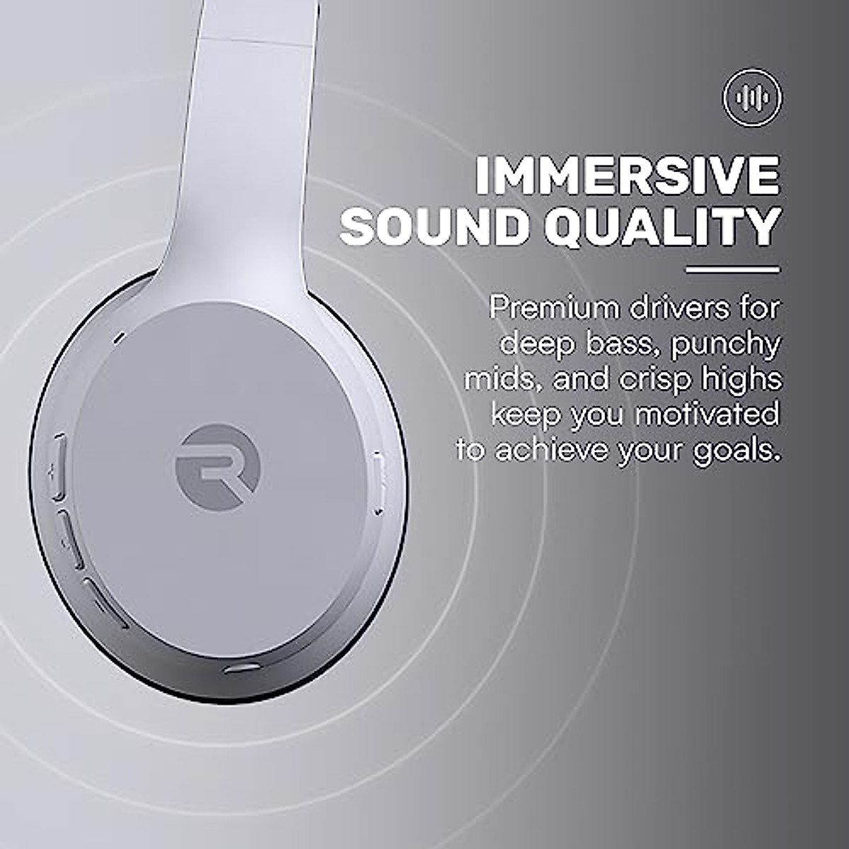 Raycon Fitness Headphones - Wireless Over-Ear-Headphones with 45 Hours of Battery, Active Noise Cancellation, Awareness Mode, 3 Quick Swap Ear Cushions, IPX4 Water Resistance (Black)