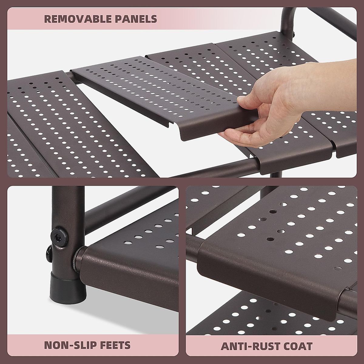 STORAGE MANIAC Under Sink 2 Tier Expandable (Width & Height) Shelf Organizer, Under Sink Organizer and Storage with 10 Removable Steel Panels for Kitchen, Bathroom - from 18.5 to 30 Inches, Bronze