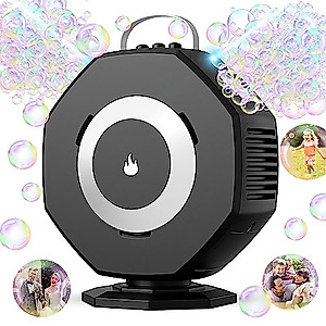 QXNEW Bubble Machine for Kids - Automatic Bubble Blower with 2 Fans Portable Rotatable Bubble Maker for Toddlers 18000+ Per Minute, Operated by Batteries Outdoor Toys for Birthday Wedding Party