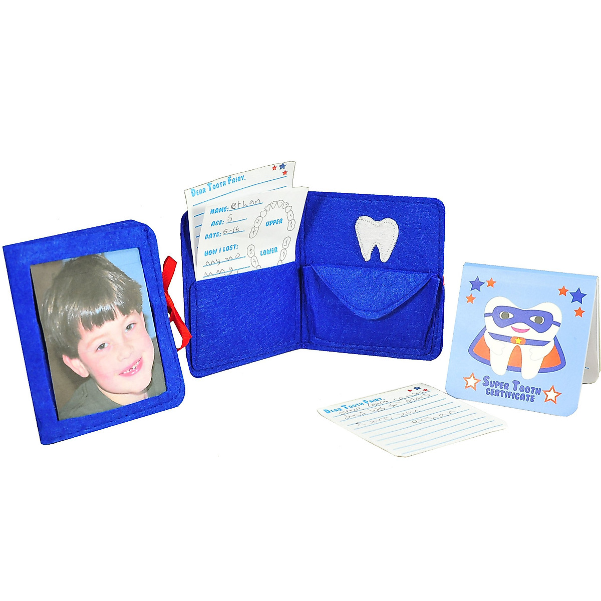 Tickle & Main 3-Piece Superhero Tooth Fairy Pillow for Boys & Girls - Tooth Fairy Kit with Pocket, Notepad & Photo Keepsake Pouch - Ages 5-10 - Toothfairy Pillow for Boys - Toothfairy Pouch
