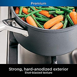 Ninja C30235 Foodi NeverStick Premium 3.5-Quart Saucepan with Glass Lid, Hard-Anodized, Nonstick, Durable & Oven Safe to 500°F, Slate Grey