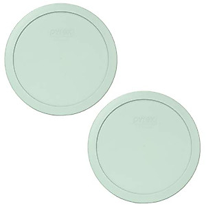 Pyrex 7402-PC Muddy Aqua Round Plastic Food Storage Replacement Lids - 2 Pack
