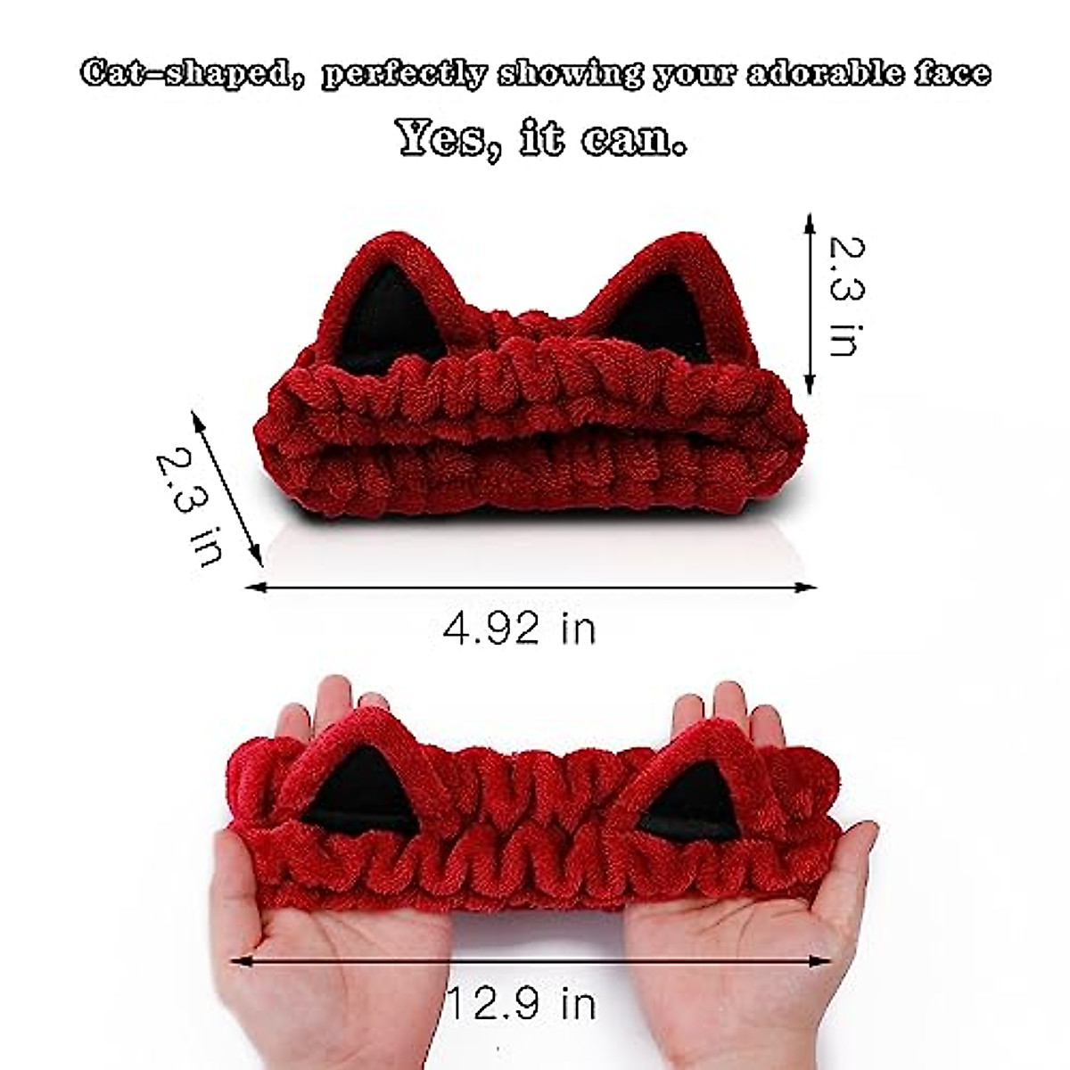 Hofar Cat Face Wash Headband Hairband with Cat Ears Coral Fleece Cartoon Cute Creative Hair Accessories