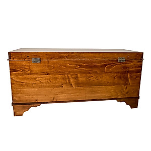 46" Cedar Hope Chest with Waterfall Top – Amish Cedar Chest w/Anti-Slam Hinges – Hope Chest with lock – Blanket Chest - Trunks for Blankets (Rustic Quartersawn Oak Wood, Asbury Stain, 46" Long)