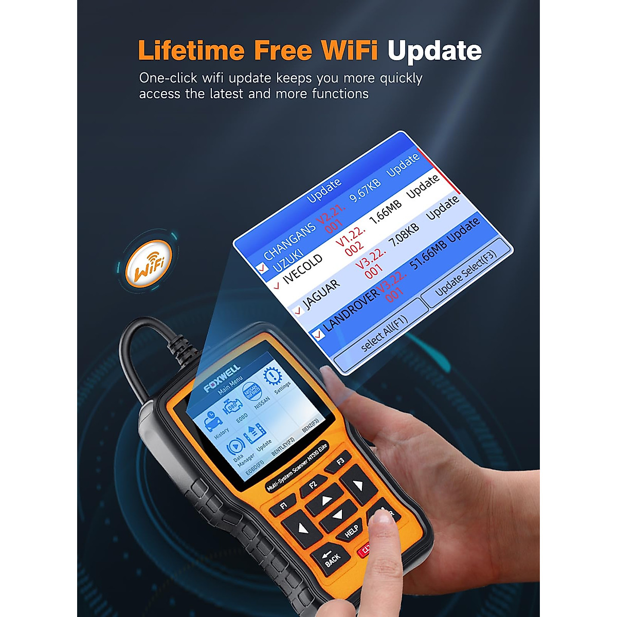 FOXWELL NT510 Elite fit for Honda/Acura Diagnostic Scanner, Full System OBD2 Scan Tool Car Code Reader, Bi-Directional Control All Service ABS Bleed Crankshaft Relearn Throttle TPS TPMS EPB Oil Reset