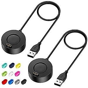EZCO Charger Compatible with Garmin Vivoactive 3 4 4S/ Fenix 5 / Fenix 6 6S 6X / Venu Sq Music, 2 Pack 3.3 Ft USB Charging Cable Stand Station Date Syn for Fenix 5 5S 5X / Forerunner 935 Smart Watch