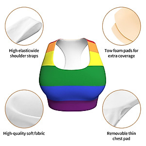 Women's Comfort LGBT Pride Rainbow Flag Fit Yoga Bras Athletic Tank for Training Exercise Sports Bra for Workout, Fitness