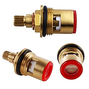 Brass Ceramic Cartridge, G1/2" Tap Ceramic Stem Cartridges Replacement for Hot Cold Water Faucet Spool Valve (Type O2- H48mm)