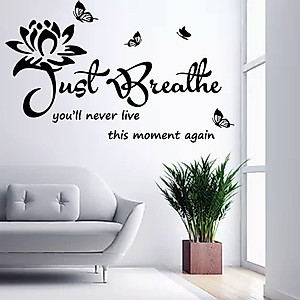 Vinyl Wall Stickers Wall Decor for Living Bedroom Room Yoga Relaxing Nursery House Wall Decals Quotes Inspirational Just Breathe Art Decor Home Decoration.