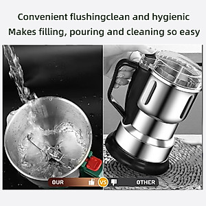 Electric Grain Grinder 600g, Electric Bean Grinder, and Spice Grinder, Split Design Grinder, 500W Removable Blade Grinder Applicable to Coffee Beans,Herbs,Nuts,Spices,Grain Mill, Wet and Dry Grinder