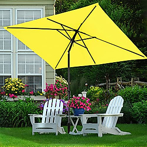 MEWAY Rectangular Patio Umbrella Garden Market Umbrella with Tilt and Crank for Garden Deck Backyard Pool Patio Table (6.6 X 10 ft, Yellow)