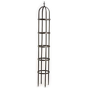 Plow & Hearth Metal Garden Obelisk | Indoor/Outdoor | Powder-Coated Steel | Trellis for Climbing | Floral Pattern | 11" Dia. x 8'H | Bronze
