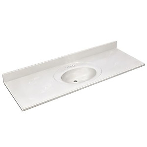 Design House 553354 Single Bowl Cultured Marble Vanity Top, 61 22-Inches, White