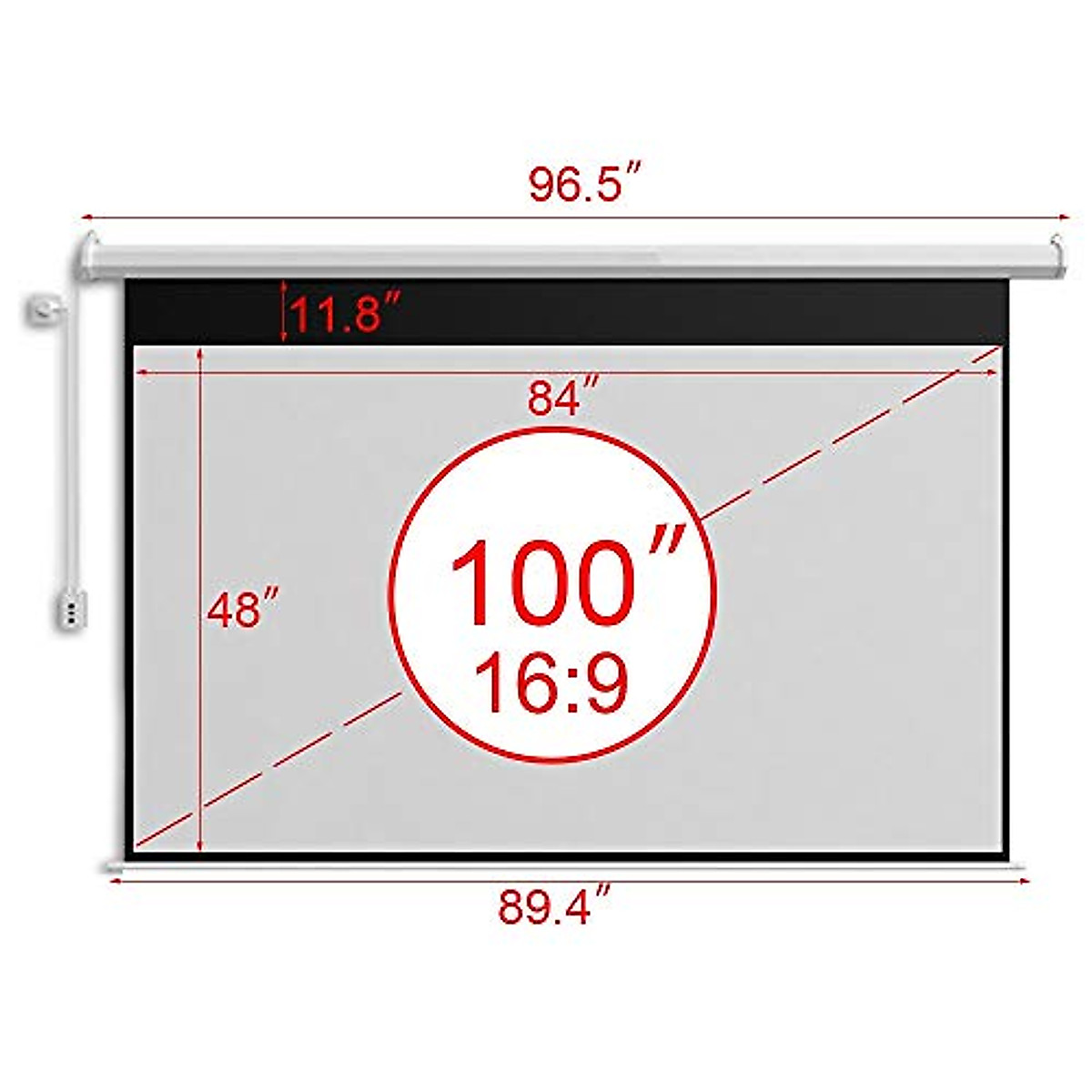n/a Projection Screen 100 Inch 16:9 Matte White Electric Motorized Projector Screen with 12V Trigger Remote Control for Home Theater