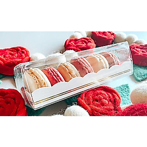 Chocolate Covered Strawberry Boxes Packaging - Set of 10 (6.3x2x2Inch) w/Gold Foil Design - Valentines Day Treat Boxes for Strawberries - Macaron Boxes as Truffle Boxes or Chocolate Strawberry Boxes