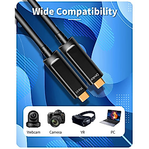 DWLCWY Fiber Optic USB C to USB C Cable(33ft),Slim High Speed 10Gbps USB 3.1 Active Optical Cable for VR, Webcam, Laptop etc