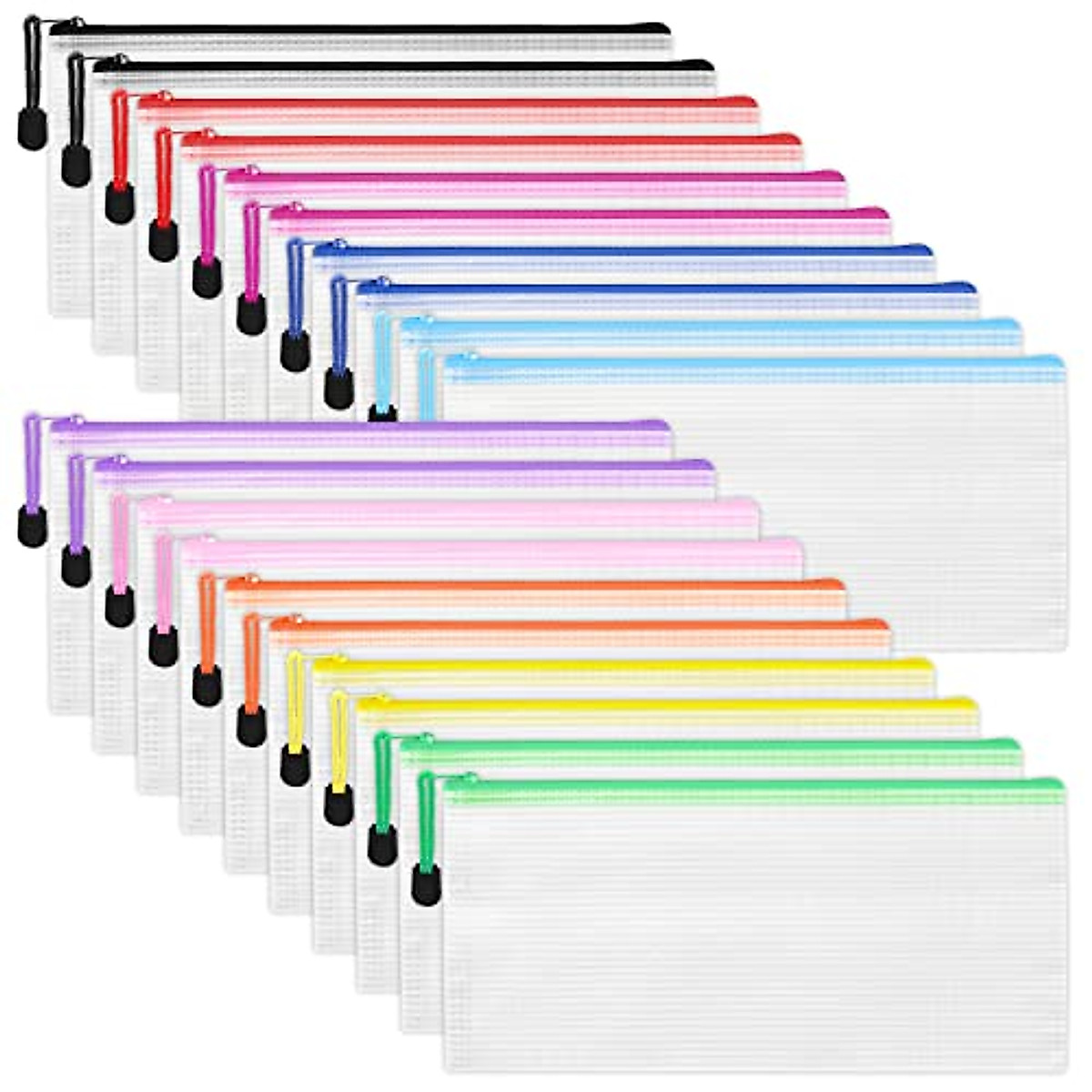 EOOUT 20pcs Mesh Zipper Pouch, Pencil Pouches Bulk, 9.5×4.5 Inch, Pencil Case Bulk Pencil Bags, 10 Colors, for Bills, Cash, Cosmetics, Travel Storage, School and Office Supplies Organization