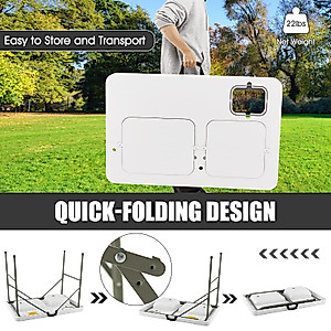 Giantex Fish Cleaning Table w/ 2 Sinks, Faucet, Hose Hook Up, Portable Folding Camping Table w/Measure Mark, Outdoor Fillet Cleaning Station for Fishing Beach Picnic (with Water Hose Holder)