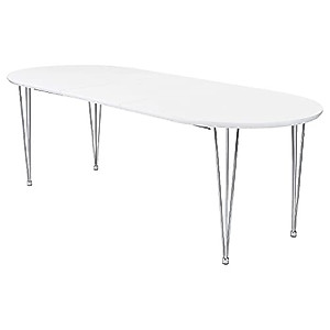 Coaster Home Furnishings Heather Oval Dining Table with Hairpin Legs Matte White and Chrome