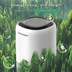 Dehumidifiers for Bathroom - Kitette Electric Dehumidifier for Bathroom with 50OZ Watertank, Quiet Deihumidifier for Bedroom Wardrobe Camper Trailer, 7 Color LED Light, Auto Shut Off