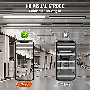 VEVOR 10 Pack LED Shop Light, 4 FT, 40W Linkable Shop Light Fixture, 5000 LM Ceiling Lights 59 in Power Cords with ON/Off Switch 48 in Connector Cables, for Garage Warehouse Home Workkshop and Office