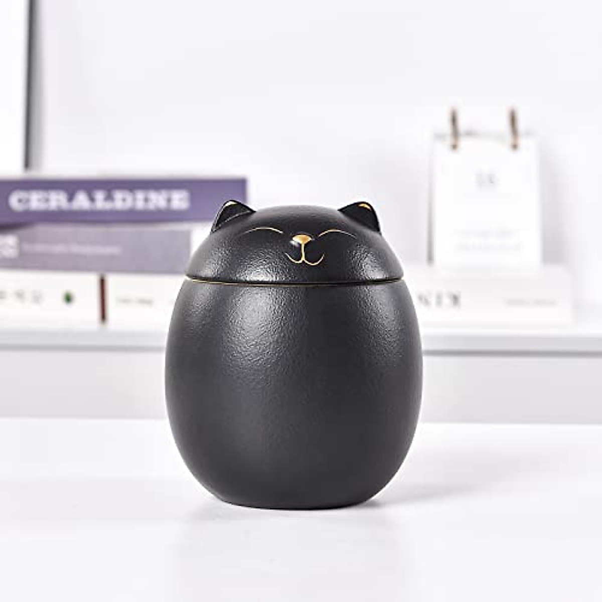 LMEILI Pet Urns for Cats Box Ashes Keepsake Memorial Cremation Small Dog Animal Ceramics Ashes Funeral Urn Personalized (Small Black)
