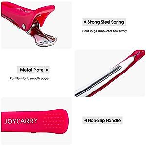 6 Professional Hair Clips for Women Styling Sectioning, Non-Slip Dividing Duckbill Hair Clips with Silicone Band, No Crease Hair Clips - Salon and Home Hair Cutting Styling Accessories (Pink)