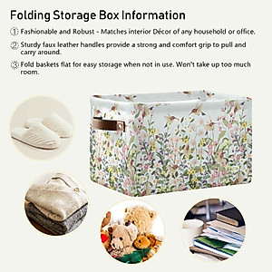 xigua Hummingbirds Foldable Canvas Storage Bin, Sturdy Fabric Storage Basket with Handles, Storage Cube Box for Organizing Shelf Nursery Toy Closet 2PCS