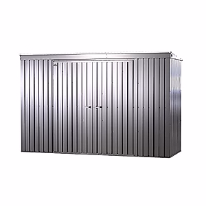 Arrow Shed Elite 10' x 4' Outdoor Lockable Pent Roof Steel Storage Shed Building, Silver