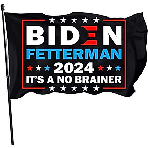 Biden Fetterman 2024 It's a No Brainer Flag Outdoor Indoor with Brass Grommets 3X5 Feet Outdoor Banner Polyester Flag