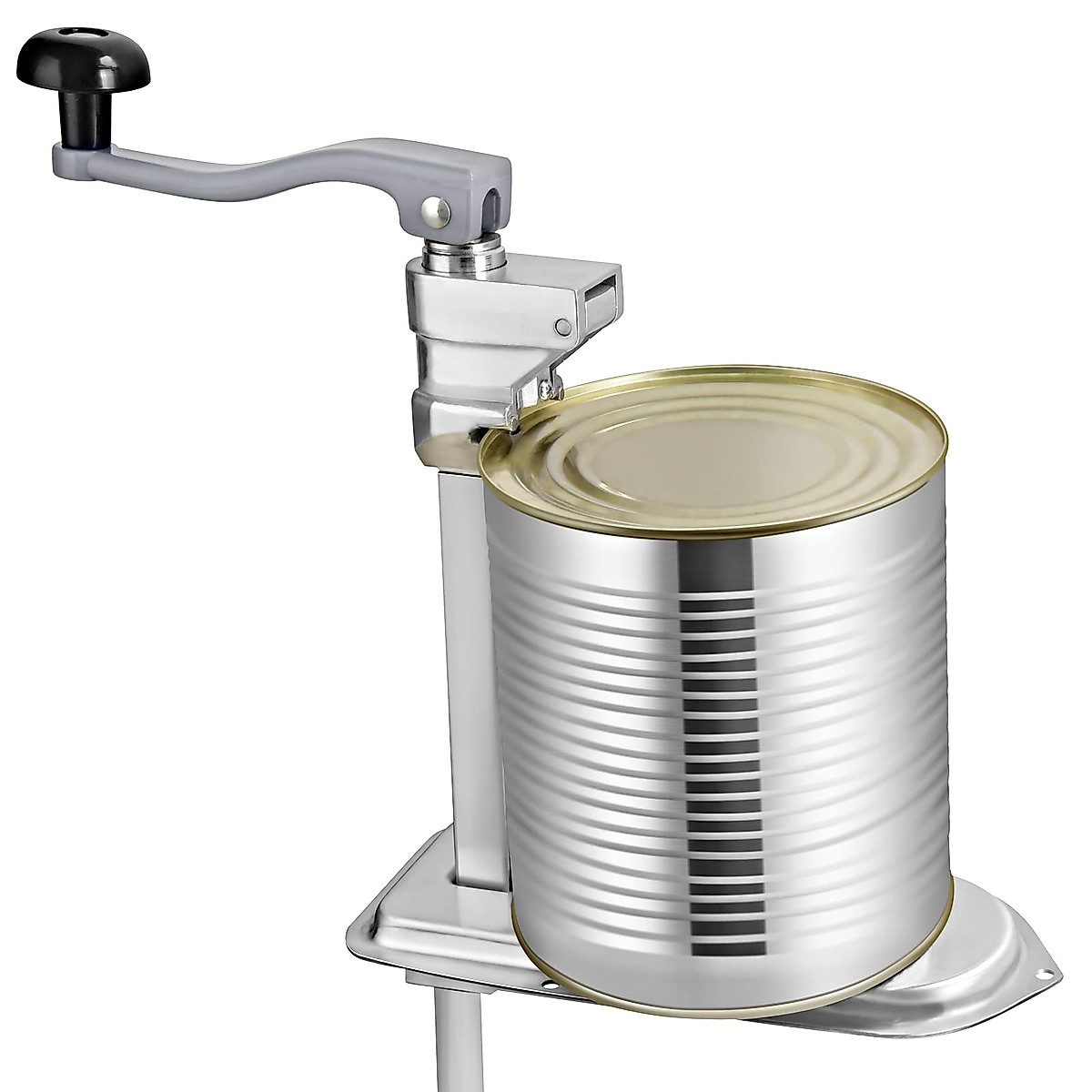 VEVOR Commercial Can Opener, 23.2"/59cm Long, Stainless Steel Manual Table Can Opener for Up to 15.7"/40cm Tall, Fixed with Clamp or Screws, Ergonomic Swing Handle & One Spare Knife, for Restaurants