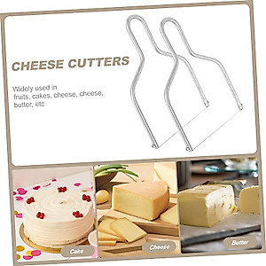 FELTECHELECTR 2pcs Goose Liver Splitter Cheese Slicers Manual Cheese Grater Kitchen Wire Cutter Raclette Butter Steel Slicing Cutter Cheesecake Slicer Butter Wire Cutter Silver Stainless Steel