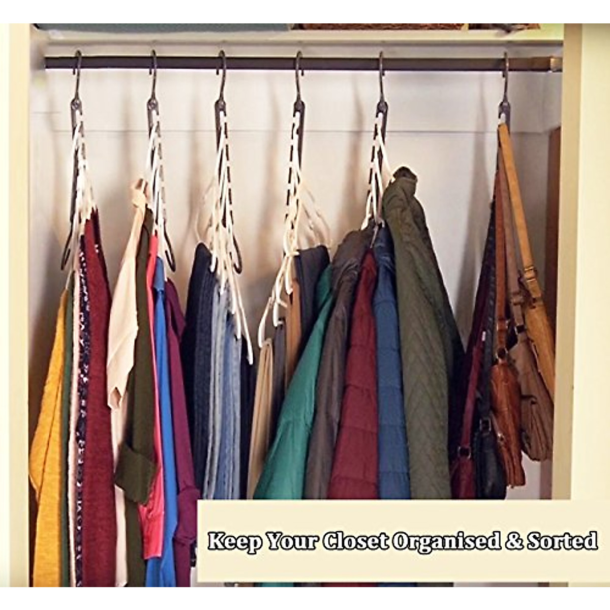 8 Pcs Space Saving Hangers Magic Hangers Metal Heavy Duty Hooks Closet Clothing Hanger Organizer, 10 inch