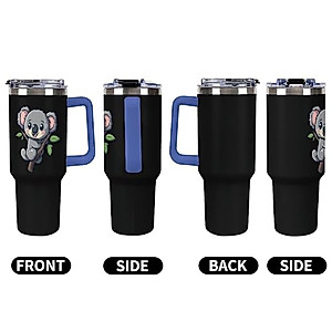Cartoon Koala 40oz Water Bottle Double Wall Insulated Tumbler with Handle Leakproof Travel Mug Deep Blue-style