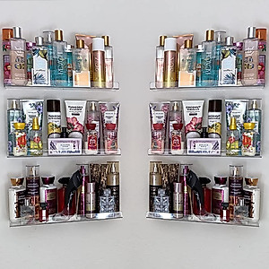 Minimalist Floating Shelves Wall Mounted Set of 6, 4 mm Clear Thinkness Book Shelf Acrylic Album Record Holder Display for Bedroom Living Room Bathroom Kitchen Office Clear(15inch-Wider-6Pack)