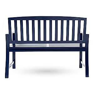 Christopher Knight Home Loja Outdoor Acacia Wood Bench, Pu Navy Blue