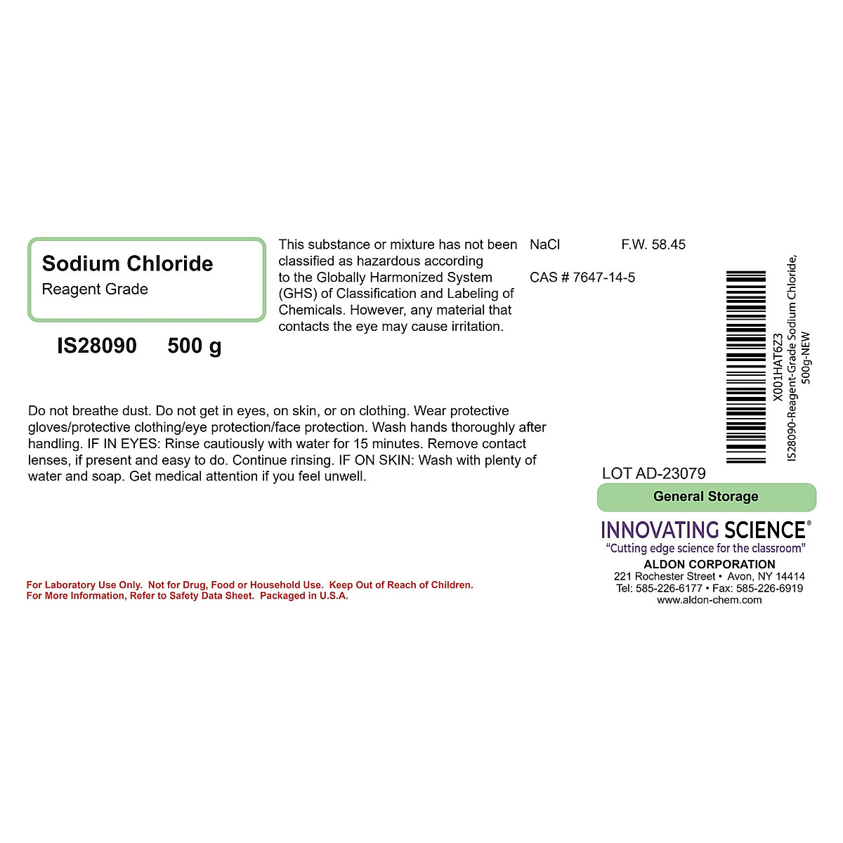 ALDON Innovating Science Reagent-Grade Sodium Chloride, 500g - The Curated Chemical Collection