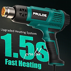 PRULDE Heat Gun - Variable Temperature Settings, Hot Air Gun with 6.56Ft UL Cord for Vinyl Wrap, Crafts, Shrink Tubing/Wrapping, Wire Connectors, Paint Removal HG0240-US