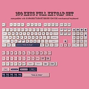 Wunzkii PBT Keycaps 147 Keys Pink Plastic Keycaps Dye-Sublimation XDA Profile Custom Keycaps Cute Keycaps for Cherry Gateron MX Switches Mechanical Keyboards