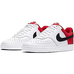 Nike Mens Court Vision Low Sneaker, 10.5 White/Red