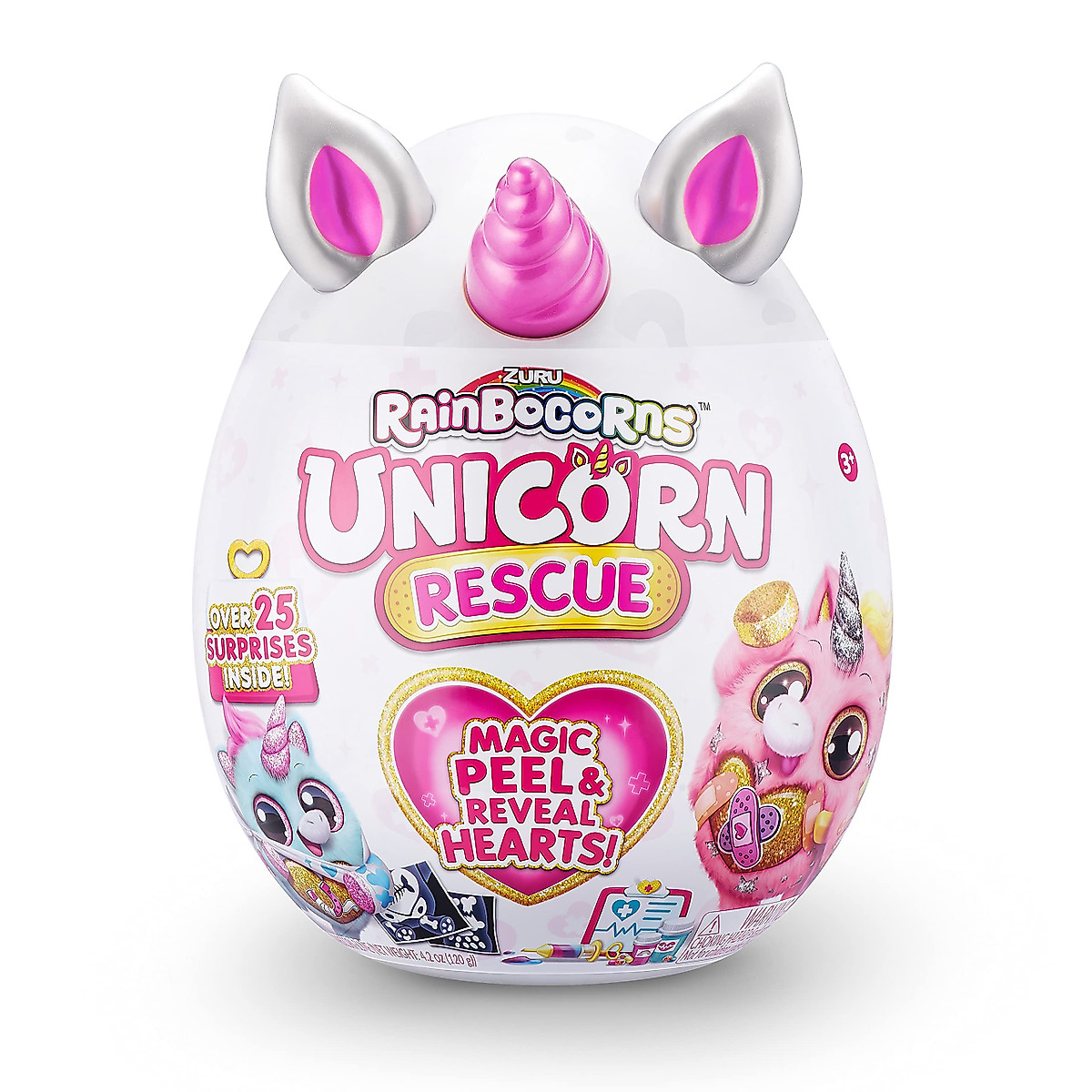Rainbocorns Unicorn Rescue Surprise (Pink) by ZURU, Easter Basket Stuffers, Collectible Plush Stuffed Animal, Egg Toys, Sticker Pack, Magical Slime, Headband, Ages 3+ (DJ The Unicorn Plush)