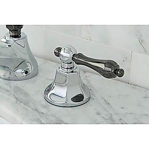 Kingston Brass NS4463AL Water Onyx Widespread Bathroom Faucet, Polished Chrome/Black Stainless Steel